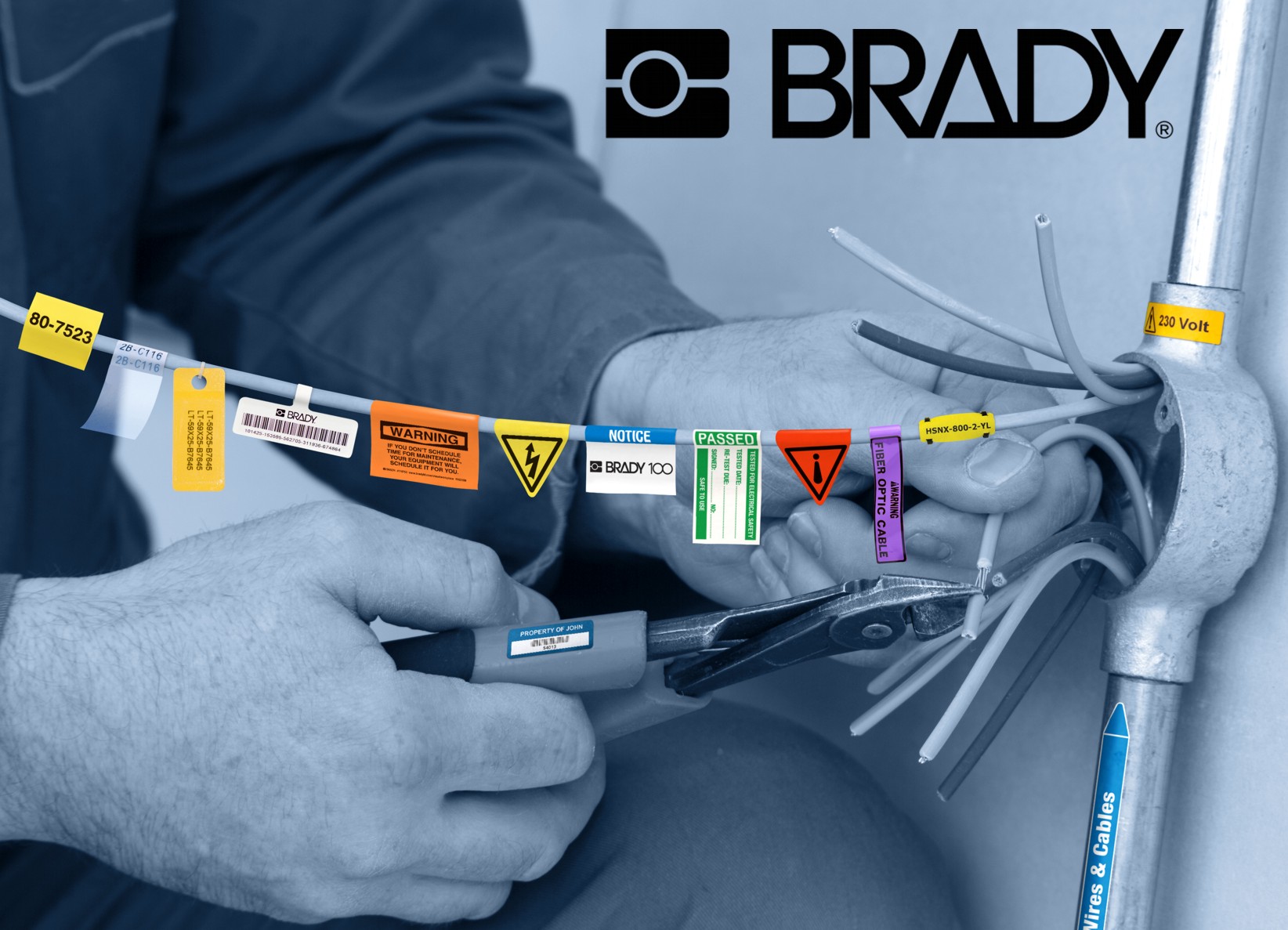 Brady identifica qualunque cavo o componente