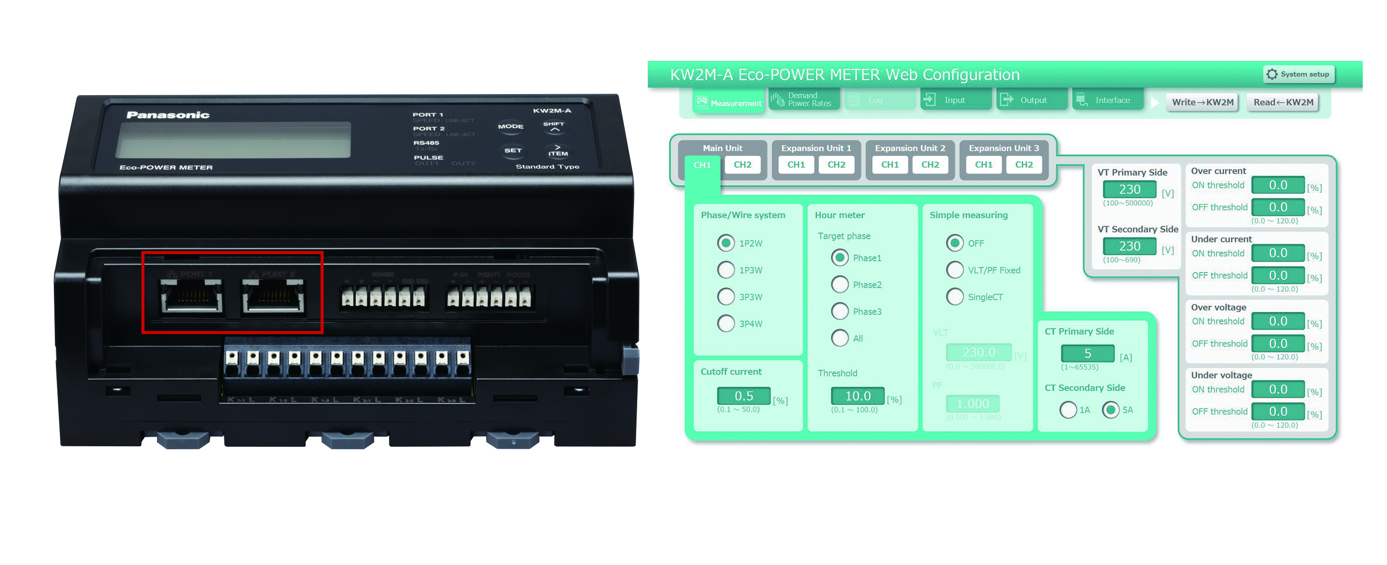 Multimetro con porta Ethernet e Web Server